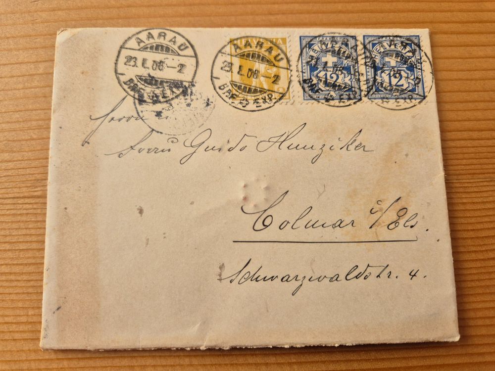 CH-Brief von Aarau nach Comar aus 1908 gemäss Bilder (Gebraucht) in Oberuzwil für CHF 7 – mit ...