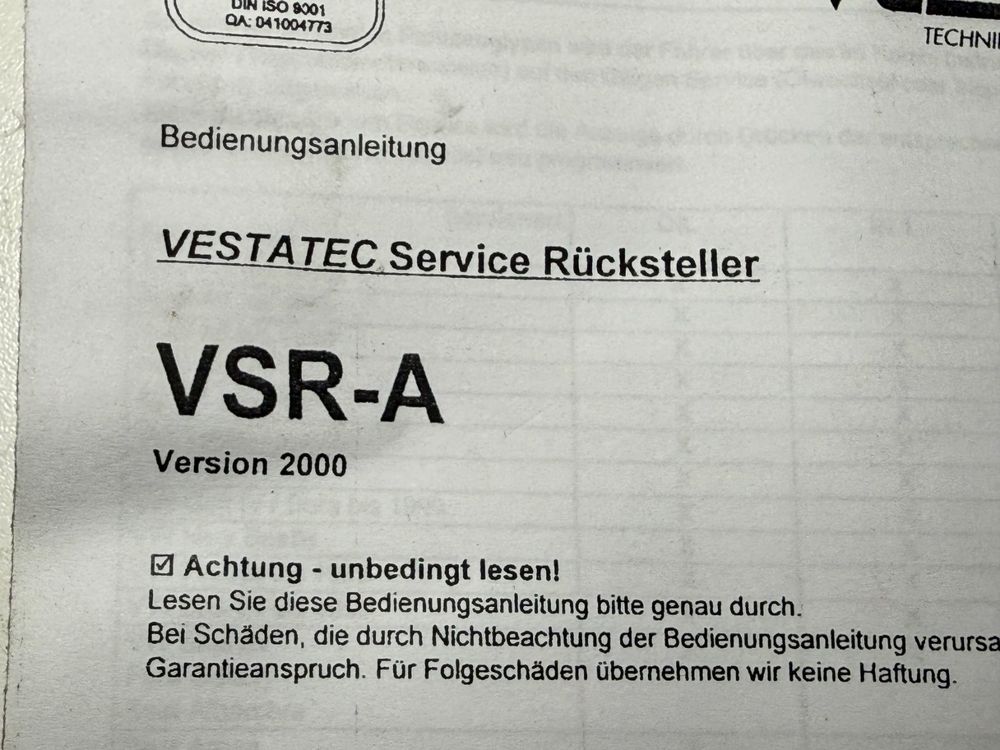 Vestatec Service Rücksteller VSR-A Version 2000 (Gebraucht) in Boswil ...