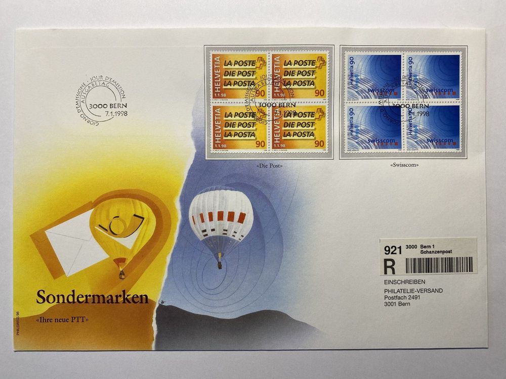 FDC Grossbrief Sondermarken Ihre neue PTT 1998 ET | Kaufen auf Ricardo