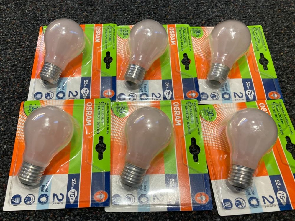 Glühbirnen Osram Halogen Classic 52W (75W) E27 matt /6 Stück (Neu und originalverpackt) in ...