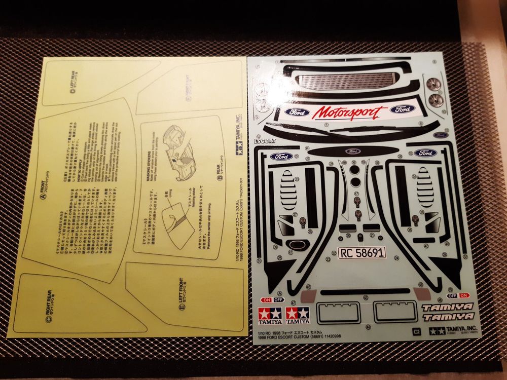 TAMIYA FORD ESCORT TIGERSTRIPES KAROSSERIE UND REPRO DECALS (Gebraucht ...