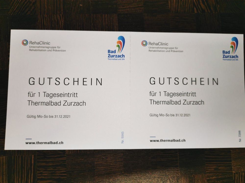 Gutschein 2 Eintritte Thermalbad Zurzach (Neu (gemäss Beschreibung)) in Winterthur für CHF 71 ...