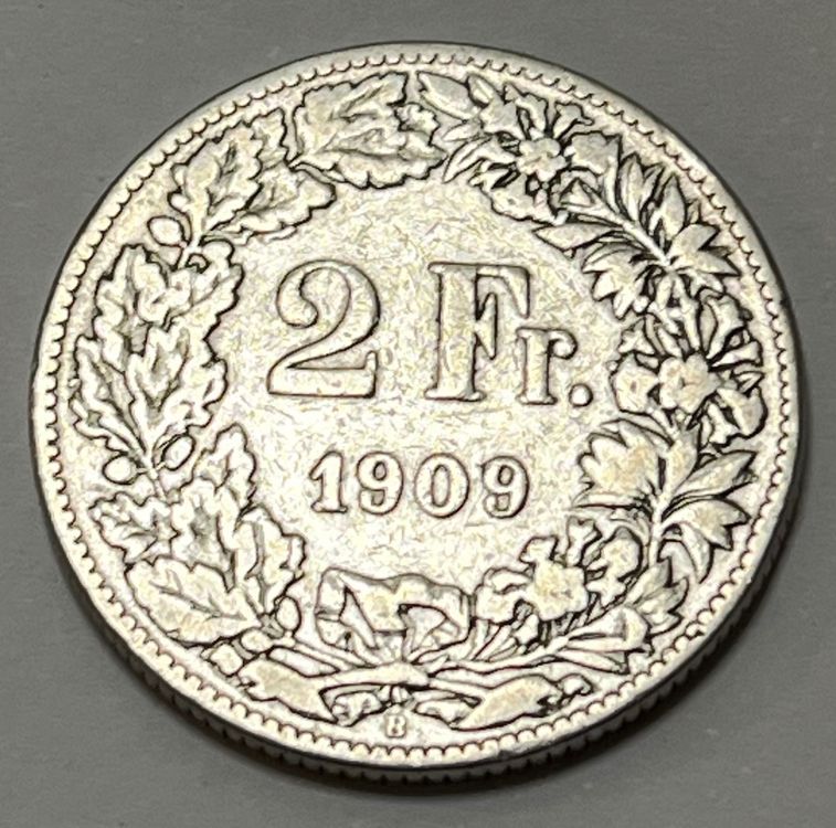 2 Franken - stehende Helvetia - 1909 B (Gebraucht) in Dietikon für CHF 20 – mit Lieferung auf ...
