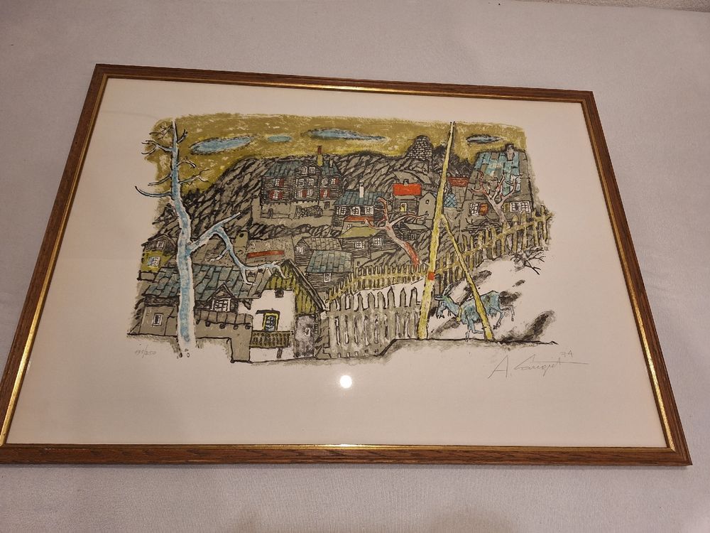 Alois Carigiet Dorf in den Felsen Handsigniert (Neu (gemäss Beschreibung)) in Haslen AI für CHF ...