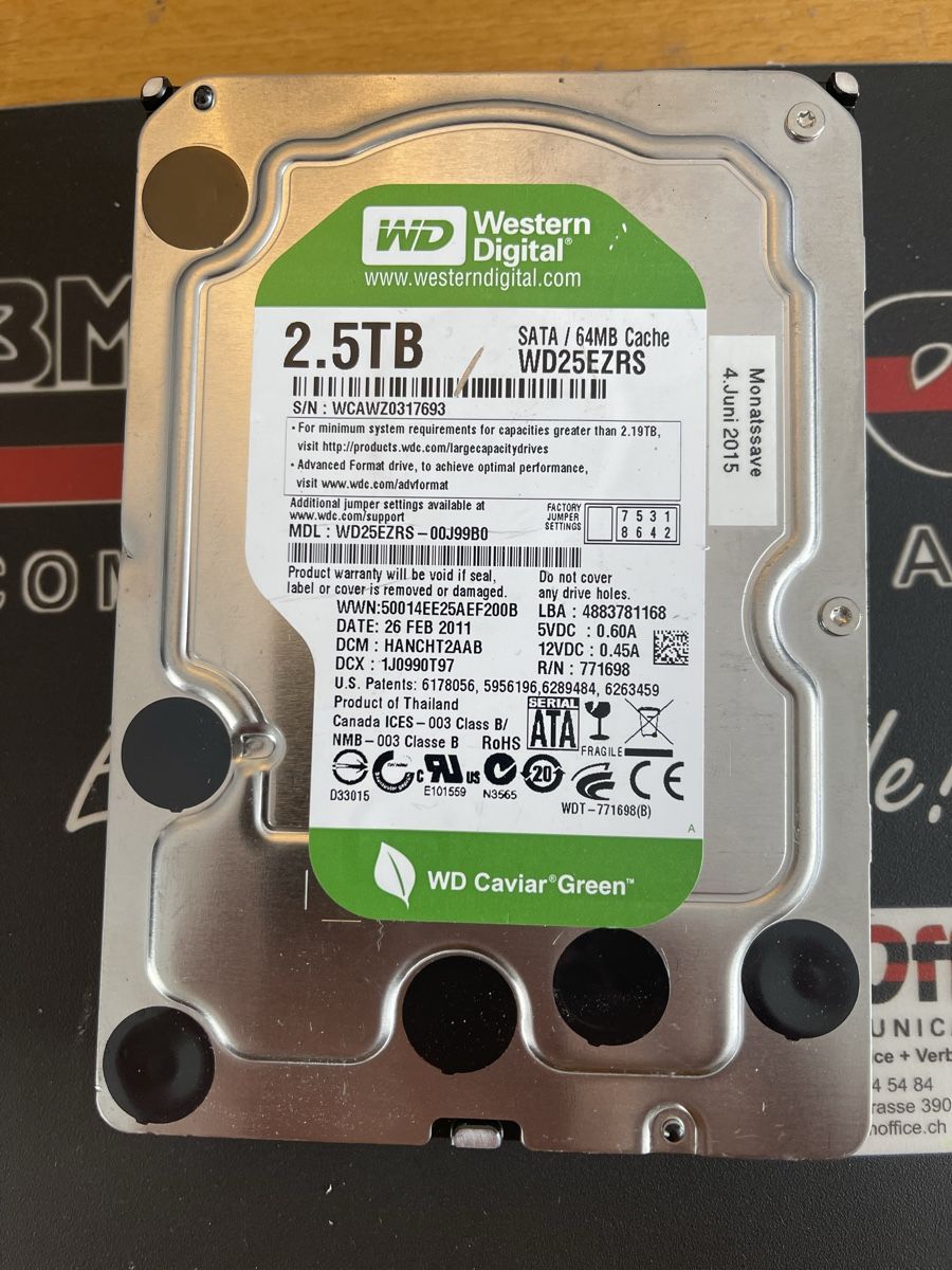 Western Digital 2.5TB HDD - WD Caviar Green, SATA 51 (Gebraucht) in ...