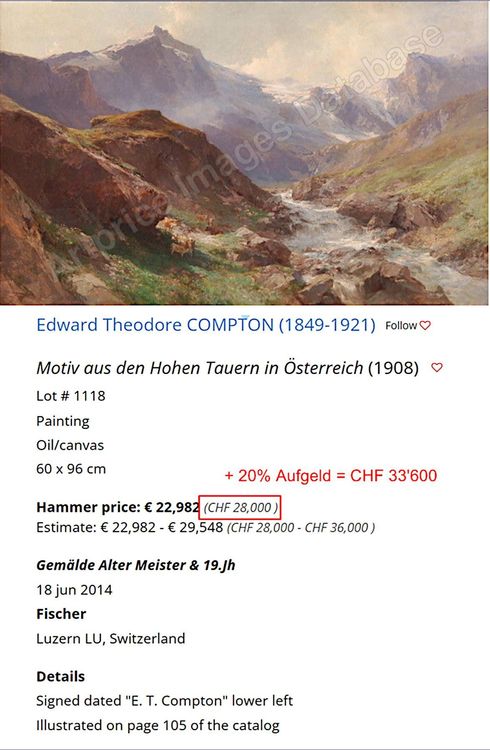 Edward Theodore Compton (1849-1921): Hohe Tauern Österreich | Kaufen ...
