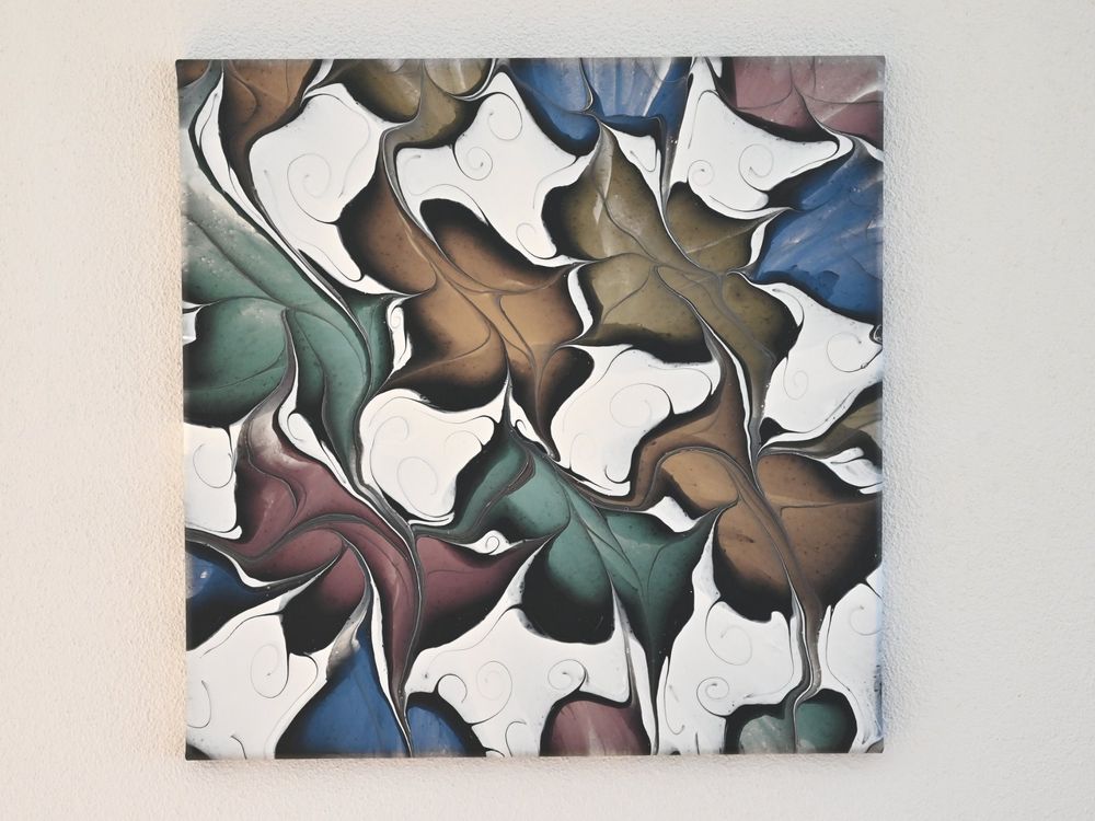 Pouring Bild "Perlblüten", 50x50 cm, Petra`s Art | Kaufen auf Ricardo