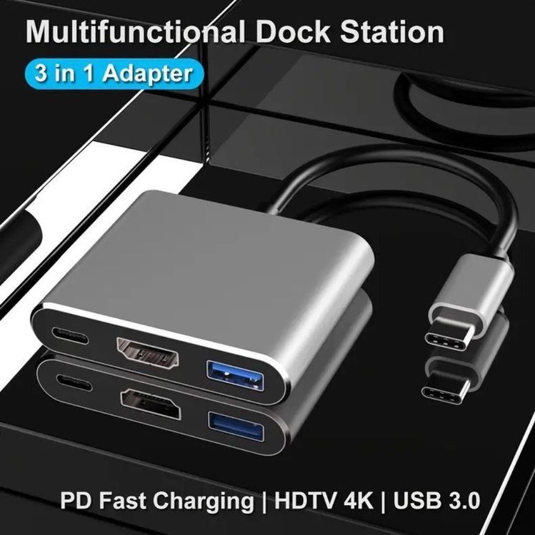 USB-C Adapter mit 4K HDMI + USB-C + USB-A Port / USB 3.0 (Neu und ...