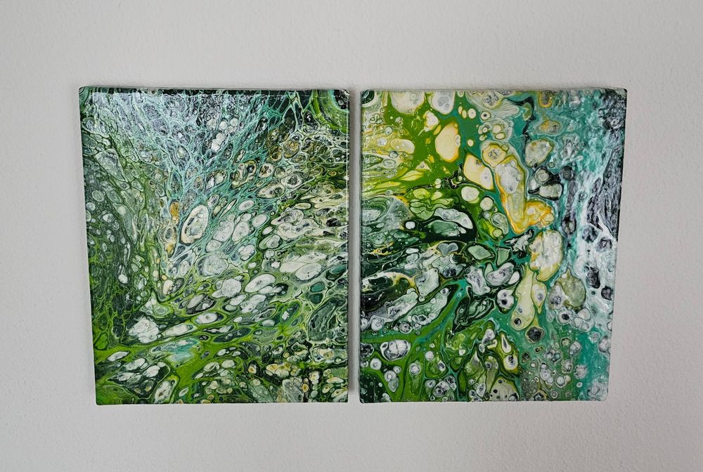 2 kleine Bilder Acrylic-Pouring (Neu (gemäss Beschreibung)) in Zürich für CHF 70 – mit Lieferung ...