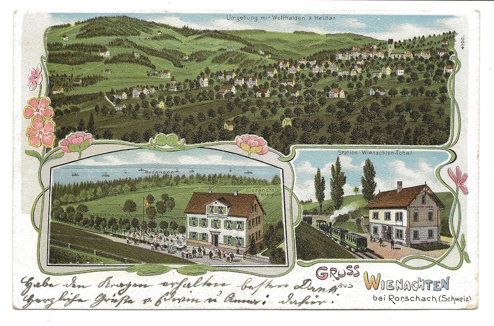 Gruss aus Wienachten (AR) Station Tobel - tolle Litho - 1908 (Gebraucht) in Engelburg für CHF 31 ...