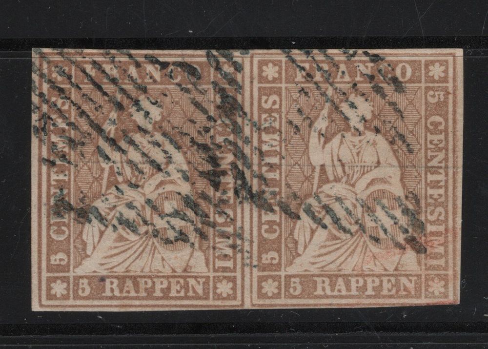 1854 Strubel Paar 22B1.II.III.a mit Rautenstempel und Befund (Gebraucht) in Oberdiessbach für ...