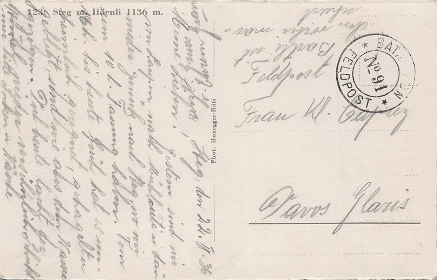 Steg mit Hörnli, Feldpost 1936 BATAILLON N° 91 (Gebraucht) in ...
