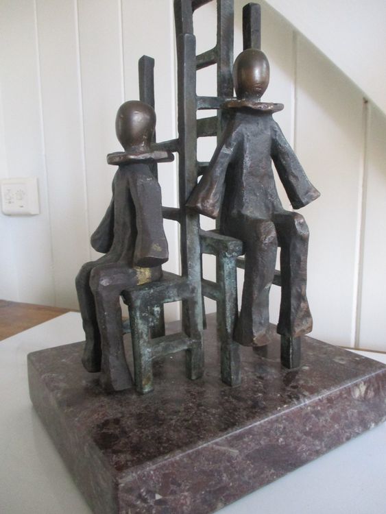 Kunst massive Bronze-Skulptur 2 mobile Figuren BORGHIA (?) (Gebraucht ...