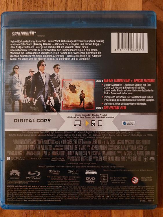 Blu Ray & DVD - Mission Impossible 4 MI4 Phantom Protokoll | Kaufen auf Ricardo