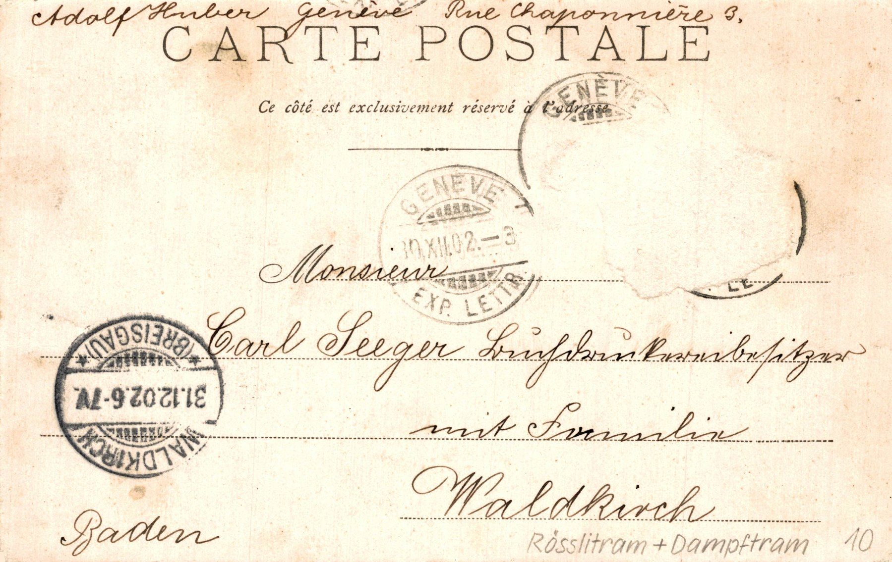 Genève - Hôtel des Post et rue du Mont Blanc (Gebraucht) in ...