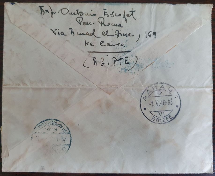 Luftpost R-Brief von Kairo 1948 nach Aarau (Gebraucht) in Fislisbach ...