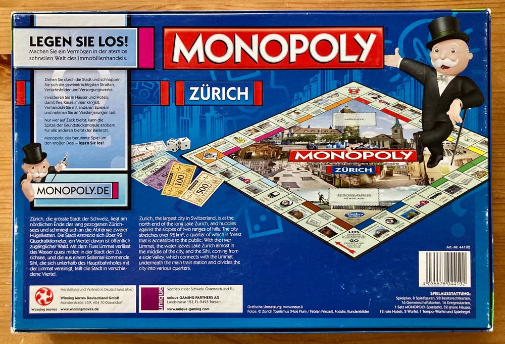 Monopoly Zürich-Edition (NEU, Hasbro, 2015) (Neu (gemäss Beschreibung)) in Zürich für CHF 41.5 ...