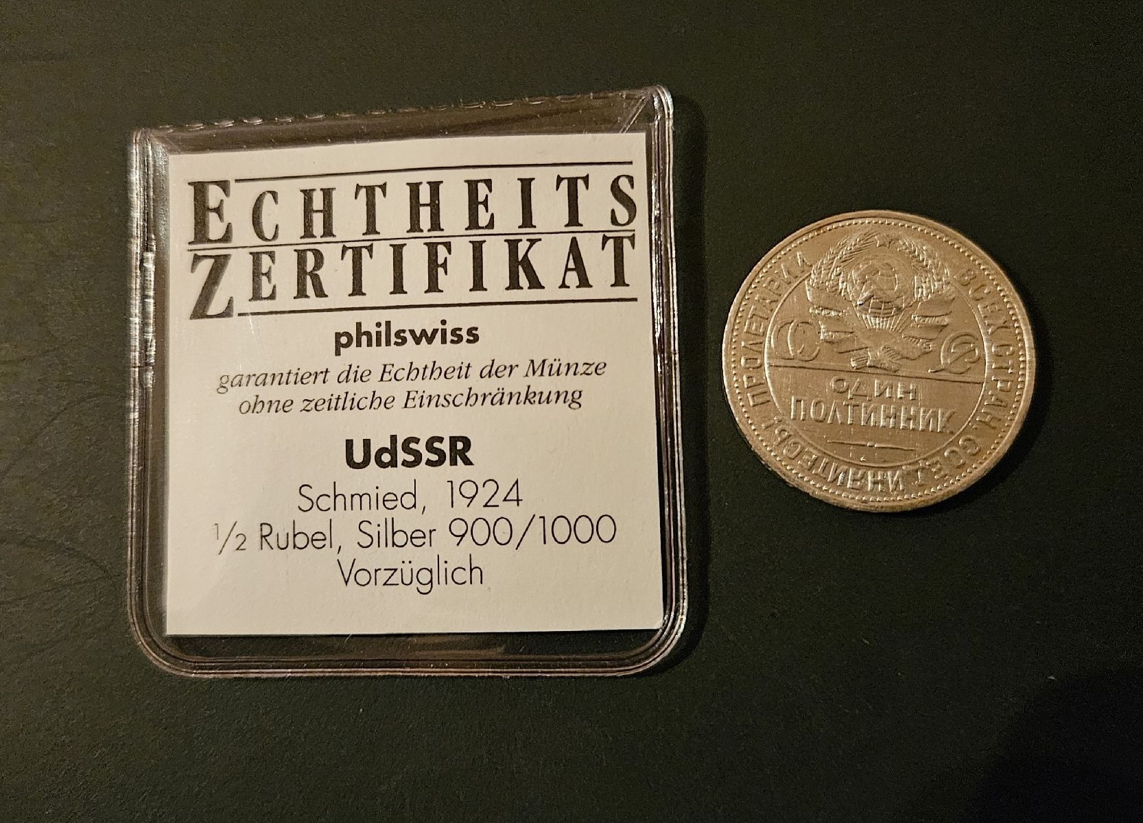 Silbermünze 1/2 Rubel 1925 (mit Zertifikat) (Gebraucht) in Winterthur ...