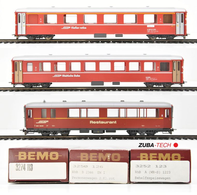 Bemo 3x Personenwagen der RhB H0m GS mit OVP (Gebraucht) in St. Gallen für CHF 62 – mit ...