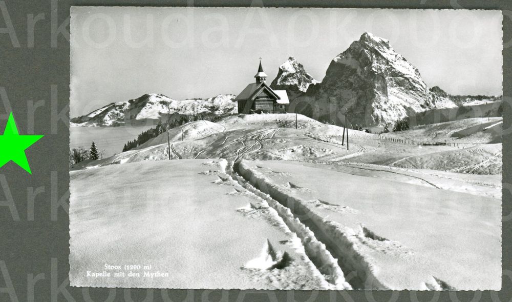 AK sw Stoos SZ Kapelle mit Mythen ≈ 1954 (Gebraucht) in Basel für CHF 3 – mit Lieferung auf ...