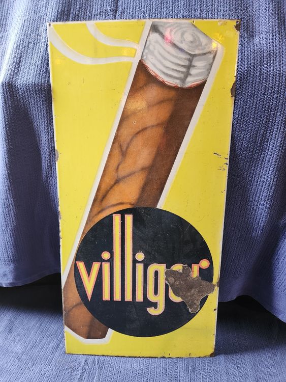 Emailschild Tafel Bild Villiger Tabak Stumpen Vintage alt (Gebraucht ...