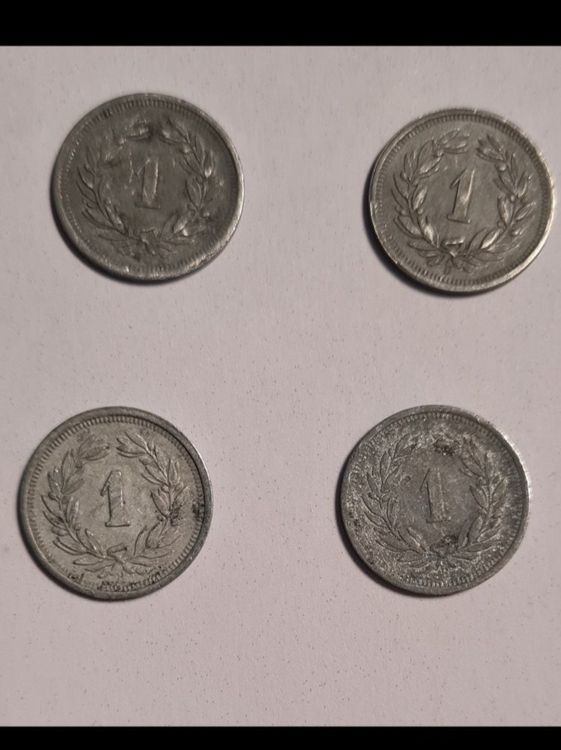 1 rappen set 1943, 1944, 1945, 1946 (Gebraucht) in Kölliken für CHF 2 – mit Lieferung auf ...