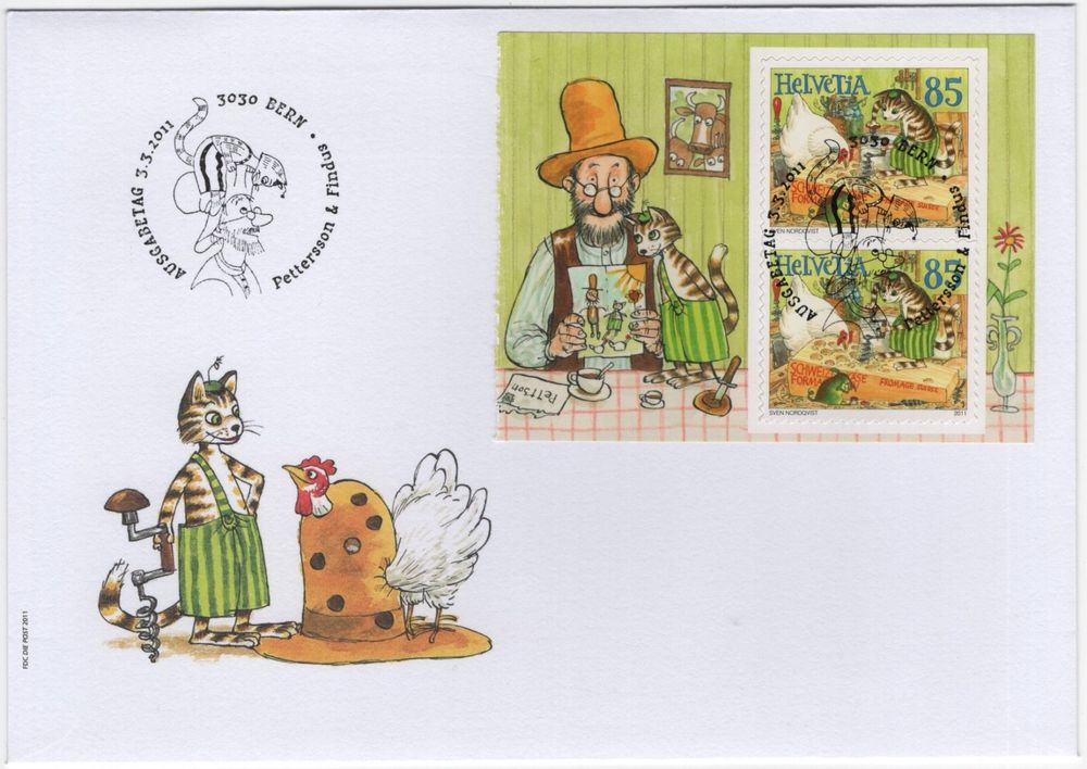 Pettersson & Findus Markenheftchenseite a. illustriertem FDC | Kaufen ...