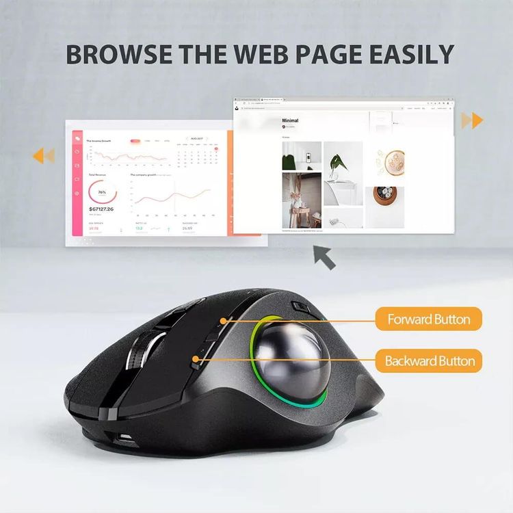 Maus, Bluetooth-Trackball-wiederaufladbar, RGB, ergonomisch (Neu und ...