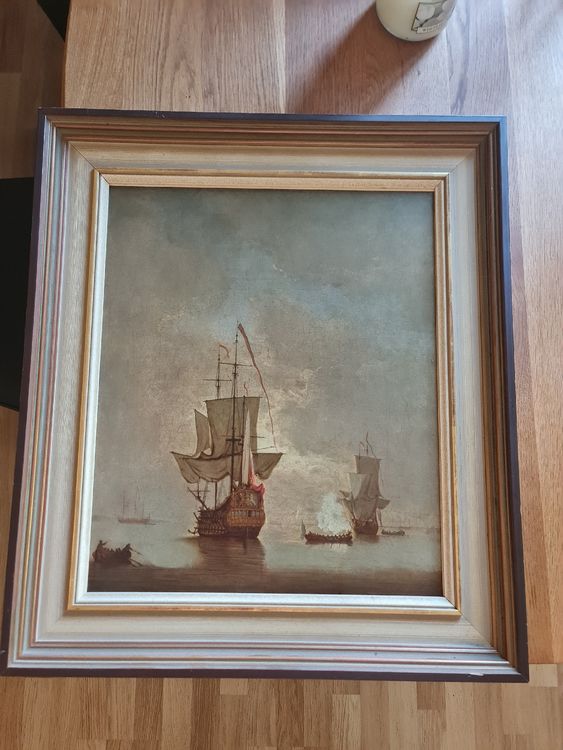 Gemälde "Meer mit Segelschiffen", im Rahmen | Kaufen auf Ricardo