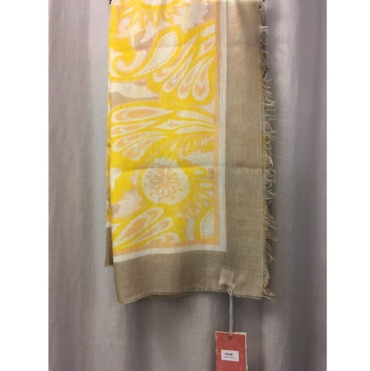 Mala Alisha grosser Schal Solar mit Leinen beige gelb weiss (Neu und ...