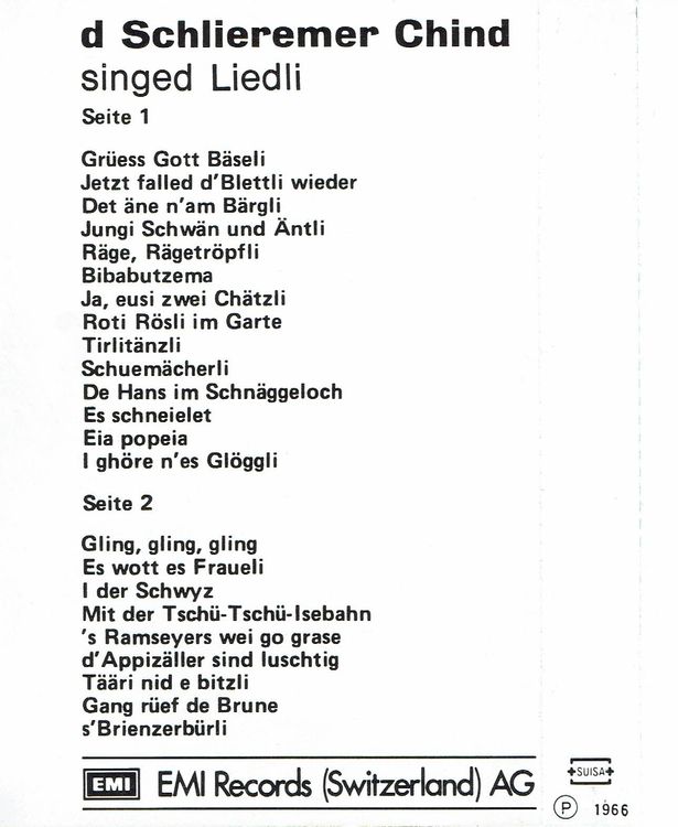 MC d Schlieremer Chind singed - Roti Rösli im Garte (Gebraucht) in ...