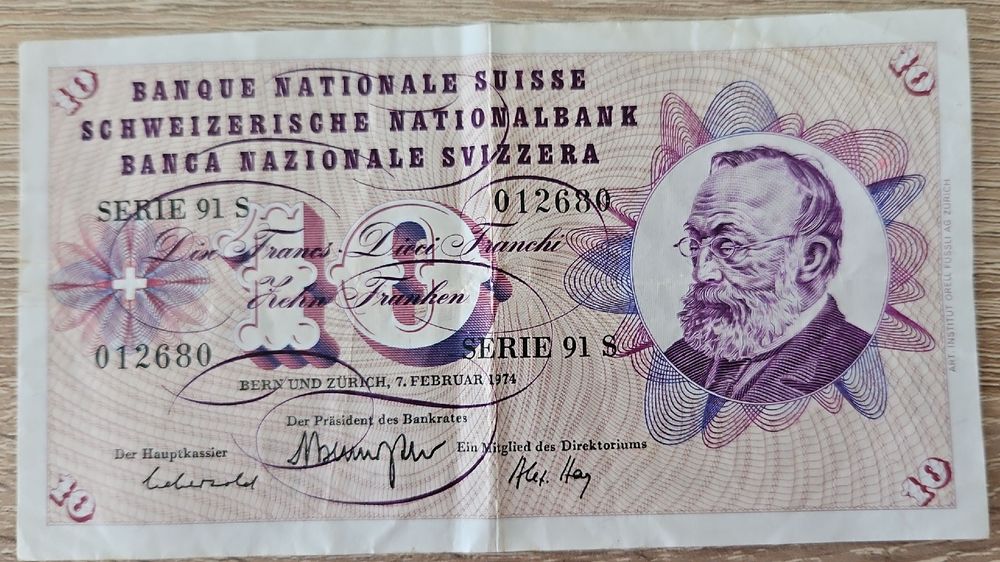 Alte 10 Franken Note Serie 91 S (Gebraucht) in Wauwil für CHF 10 – mit ...