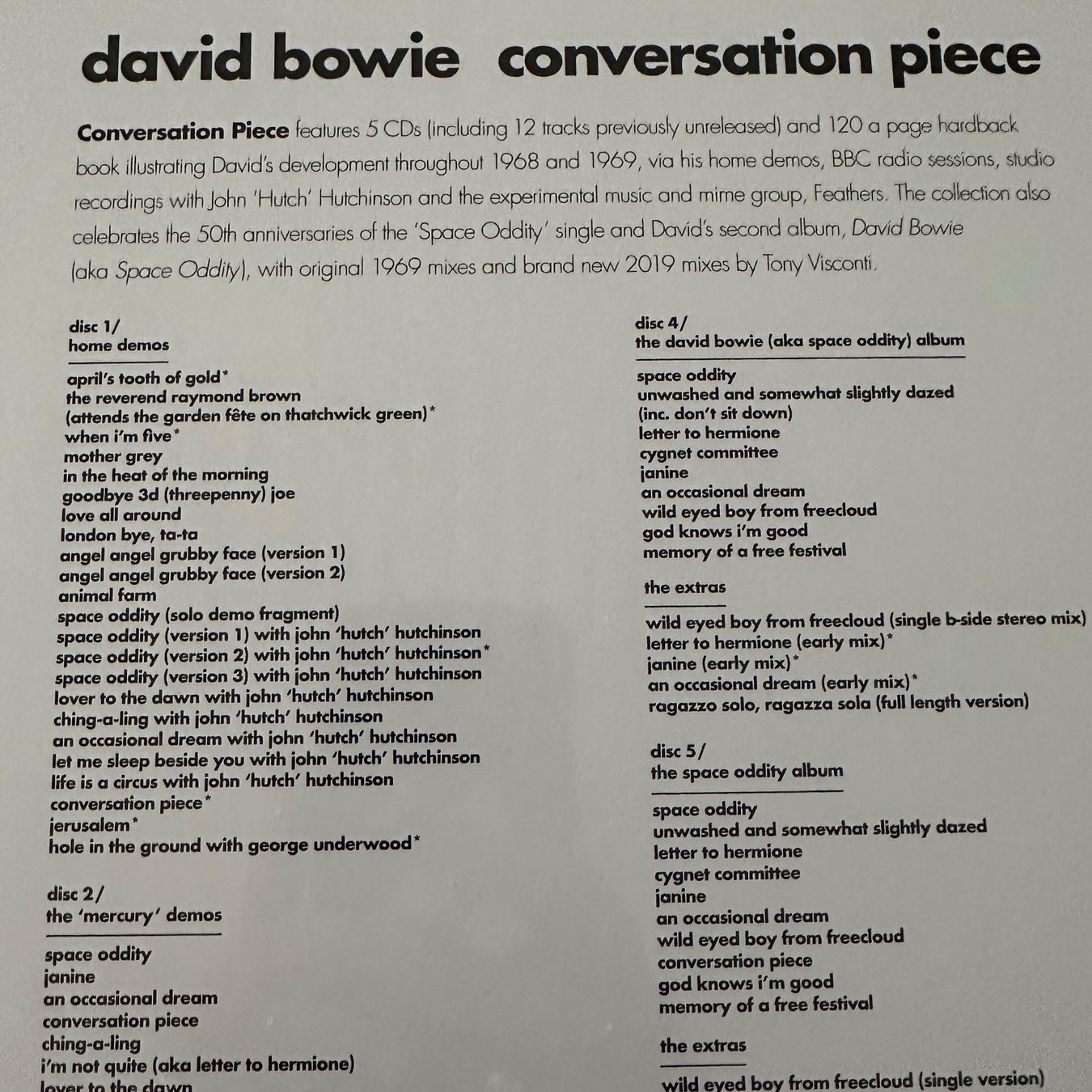 David Bowie – Conversation Piece – 5CD & Buch – neu & OVP (Neu und ...