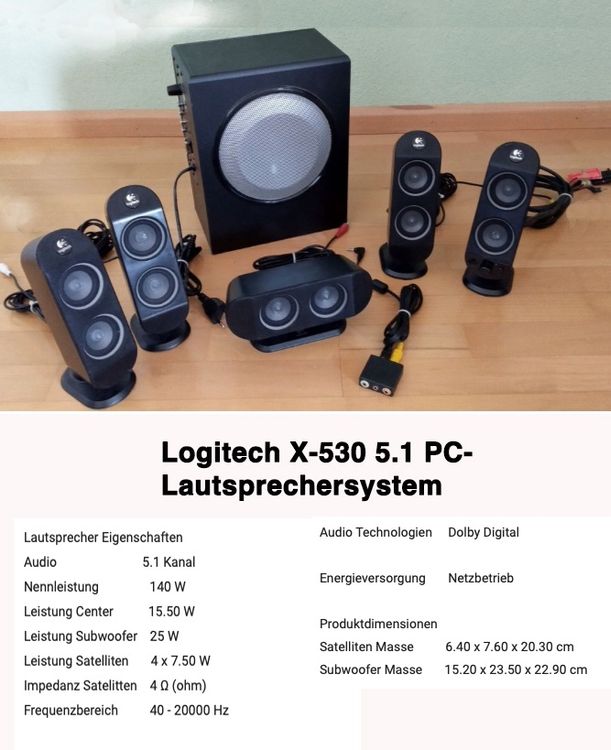 Logitech X-530 5.1 PC-Lautsprechersystem (Gebraucht) in Dübendorf für CHF 1 – nur Abholung auf ...
