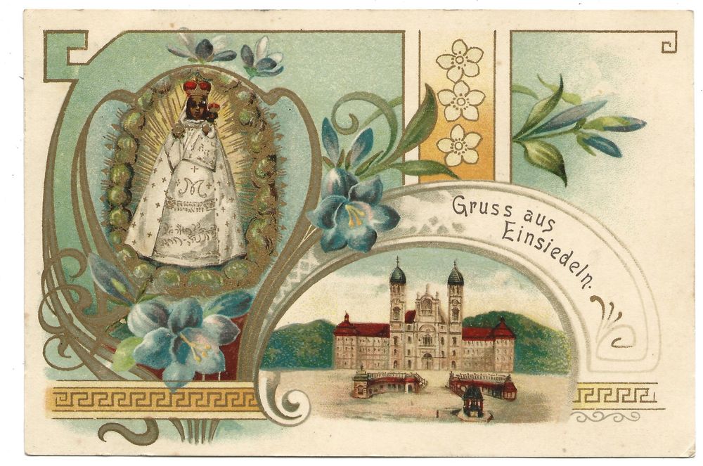 Gruss aus Einsiedeln (SZ) Kloster - Madonna - Litho - 1907 | Kaufen auf Ricardo