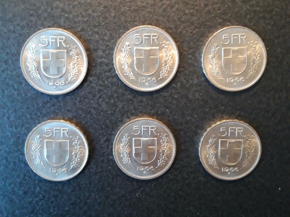 5 Franken Silber 1966 (6 Stück) (Gebraucht) in Muri b. Bern für CHF 48 – mit Lieferung auf ...