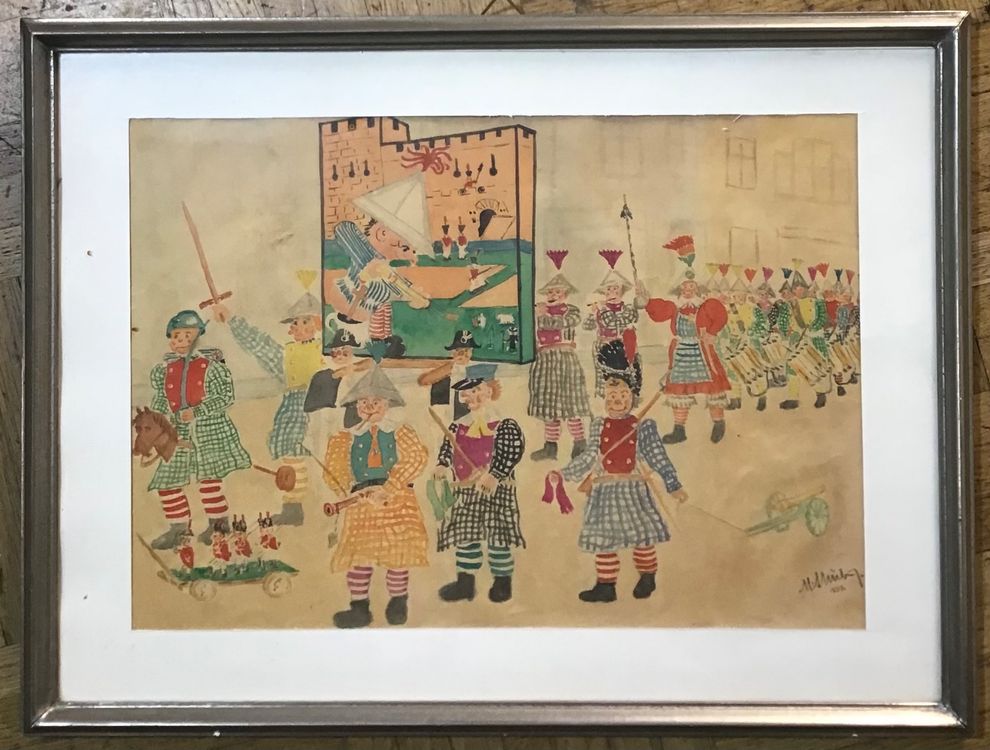 Basel Fasnacht Szene Aquarell Unleserlich Signiert | Kaufen auf Ricardo