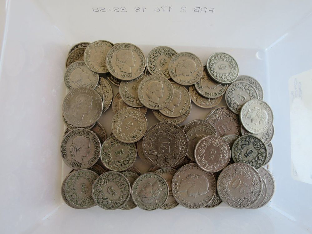 Schweizer Münzen ab 1882: 5 Rp, 10 Rp, 20 Rp (Gebraucht) in Zürich für CHF 28 – mit Lieferung ...