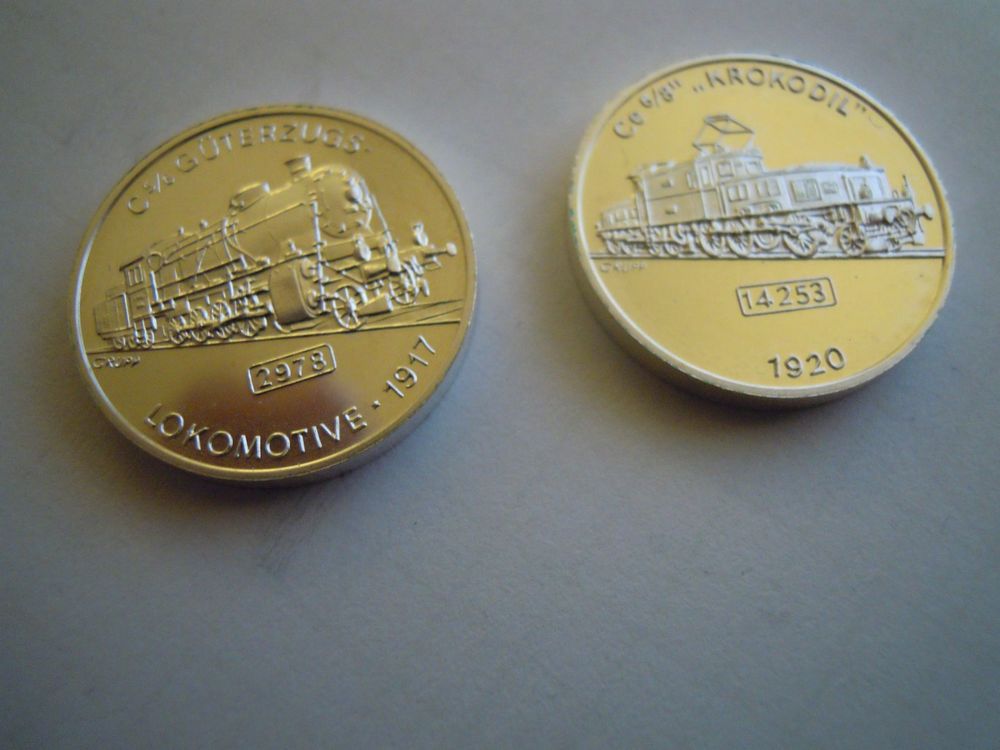 1977 2 Medaillen 75 Jahre Schw.Eisenbahnen silber je 6 gr. | Kaufen auf Ricardo