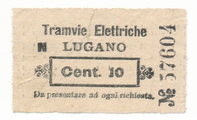 Eisenbahn Bahn Tram Billett Tramvie Lugano 10 Cent. ca. 1905 (Gebraucht) in Felben-Wellhausen ...
