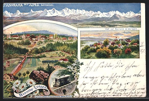 Litho Bienne-Evilard, Panorama des Alpes | Kaufen auf Ricardo