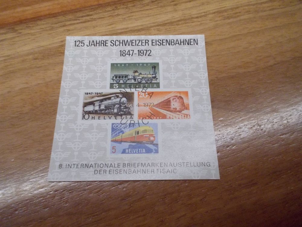 Vignettenblock 1972, 125 J. Eisenbahnen (Gebraucht) in Wolfhalden für CHF 1 – mit Lieferung auf ...