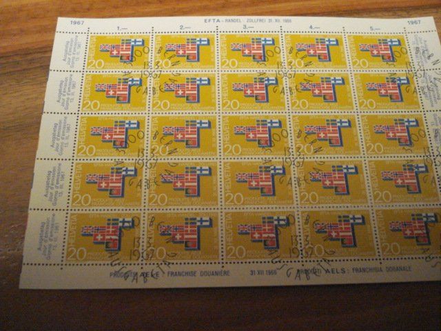 Bogen Sondermarke EFTA 1967, ET-o (Gebraucht) in Niederwil AG für CHF 1 – mit Lieferung auf ...