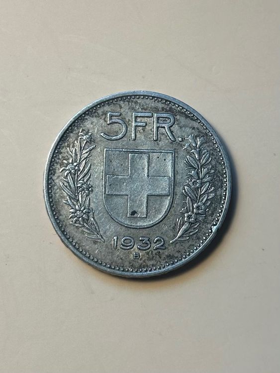 Seltene 5 Franken Münze 1932 B, Konföderation Helvetica (Gebraucht) in Birmensdorf ZH für CHF 15 ...