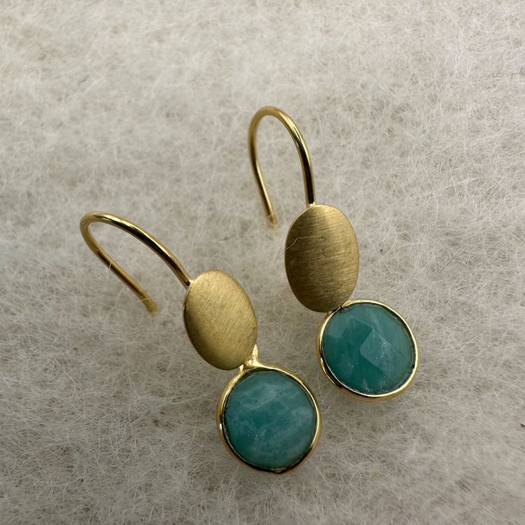 Ohrhänger mit Amazonit in Silber 925 gelbvergoldet (Neu (gemäss Beschreibung)) in Basel für CHF ...