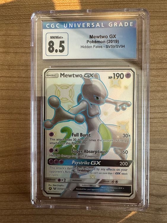 Shiny Mewtwo GX SV59/SV94 Hidden Fates Graded (8.5 NM/Mint+) (Neu und ...