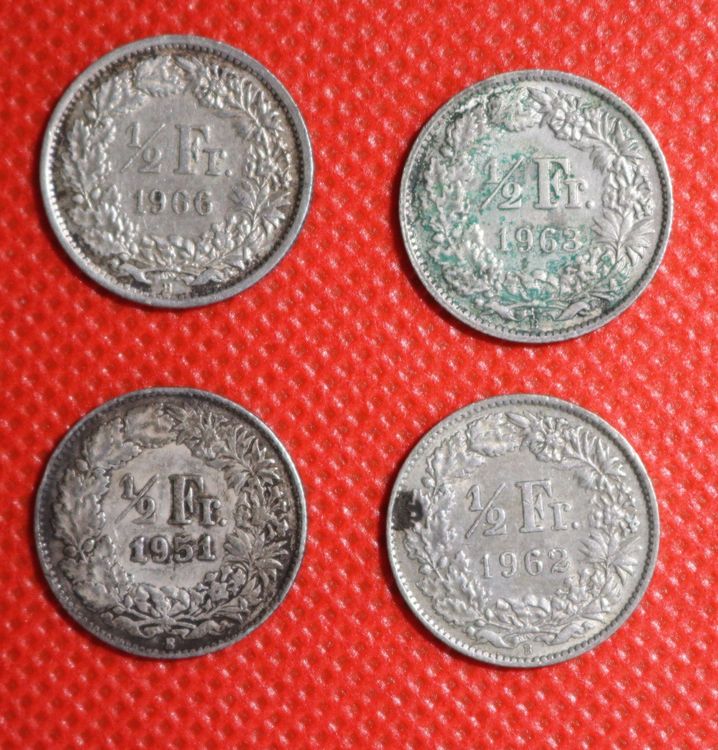 50 Rappen Lot Silbermünzen 1951, 1962, 1963, 1966 | Kaufen auf Ricardo