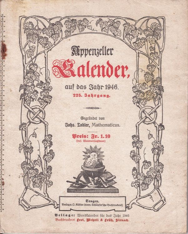Appenzeller Kalender ..... 1946 (Gebraucht) in Bazenheid für CHF 2.5 – mit Lieferung auf Ricardo ...