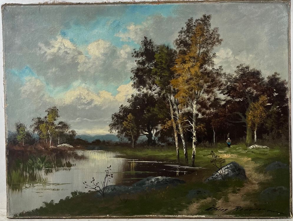 Antike Landschaft Gemälde, Unleserlich Signiert | Kaufen auf Ricardo