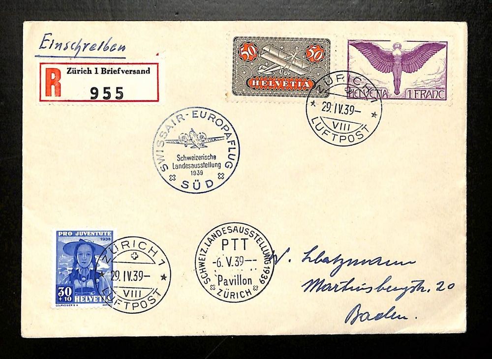 1939 SWISSAIR EUROPAFLUG SÜD. LANDI ZÜRI | Kaufen auf Ricardo